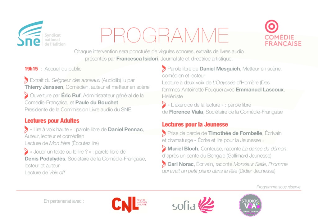 Programme de la soirée - Syndicat national de l'édition